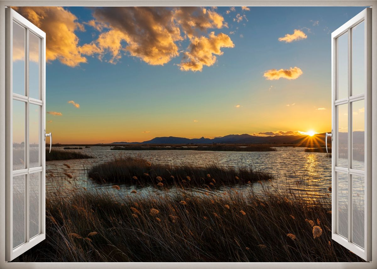 'Window view lake landscape' Poster, picture, metal print, paint by ...