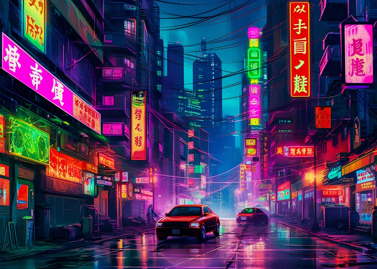 'Night City Landscape' Poster, picture, metal print, paint by Elz art ...