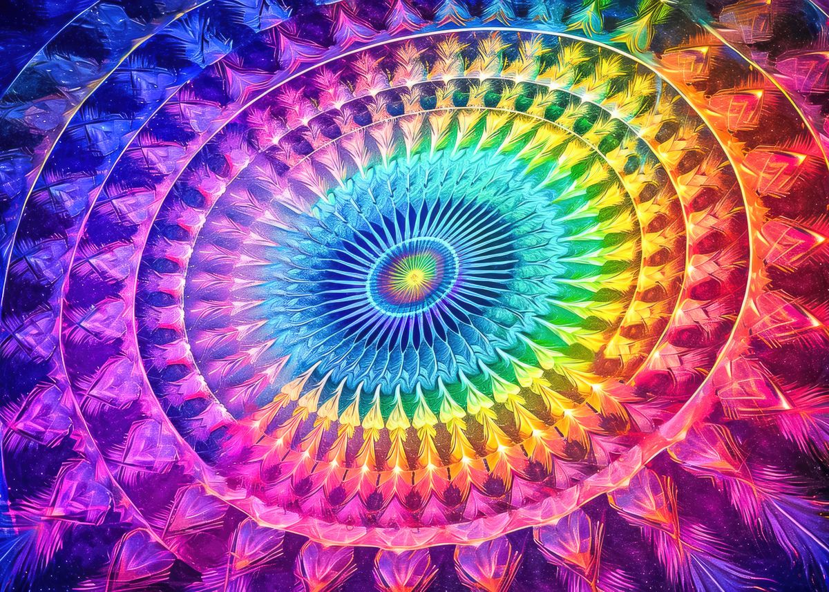 'Rainbow Fibonacci Mandala' Poster, picture, metal print, paint by ...