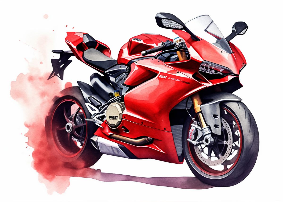 'Ducati Panigale V4' Poster, picture, metal print, paint by Holzkovic ...
