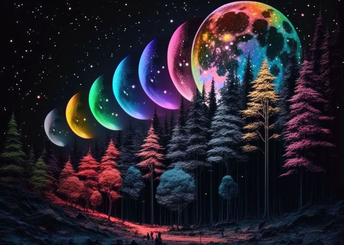 'Mystic Rainbow Moon Forest' Poster by SpiritoftheRainbow | Displate