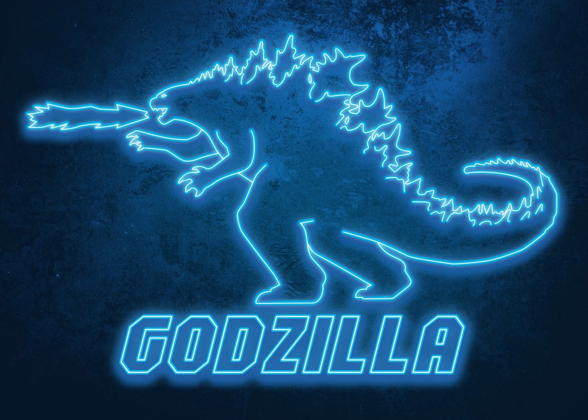 'Neon Godzilla Navy' Poster, picture, metal print, paint by Godzilla vs ...
