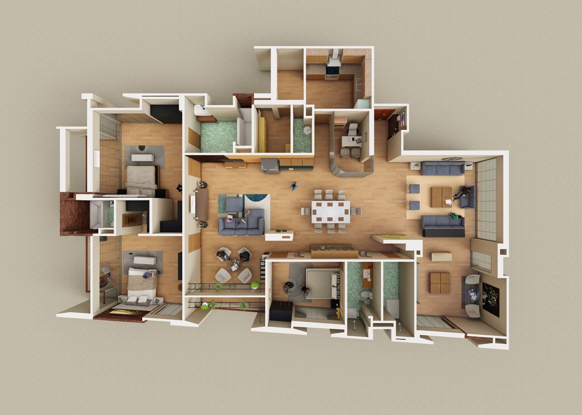 '3 bedroom apartment plan' Poster by Shawlin I | Displate