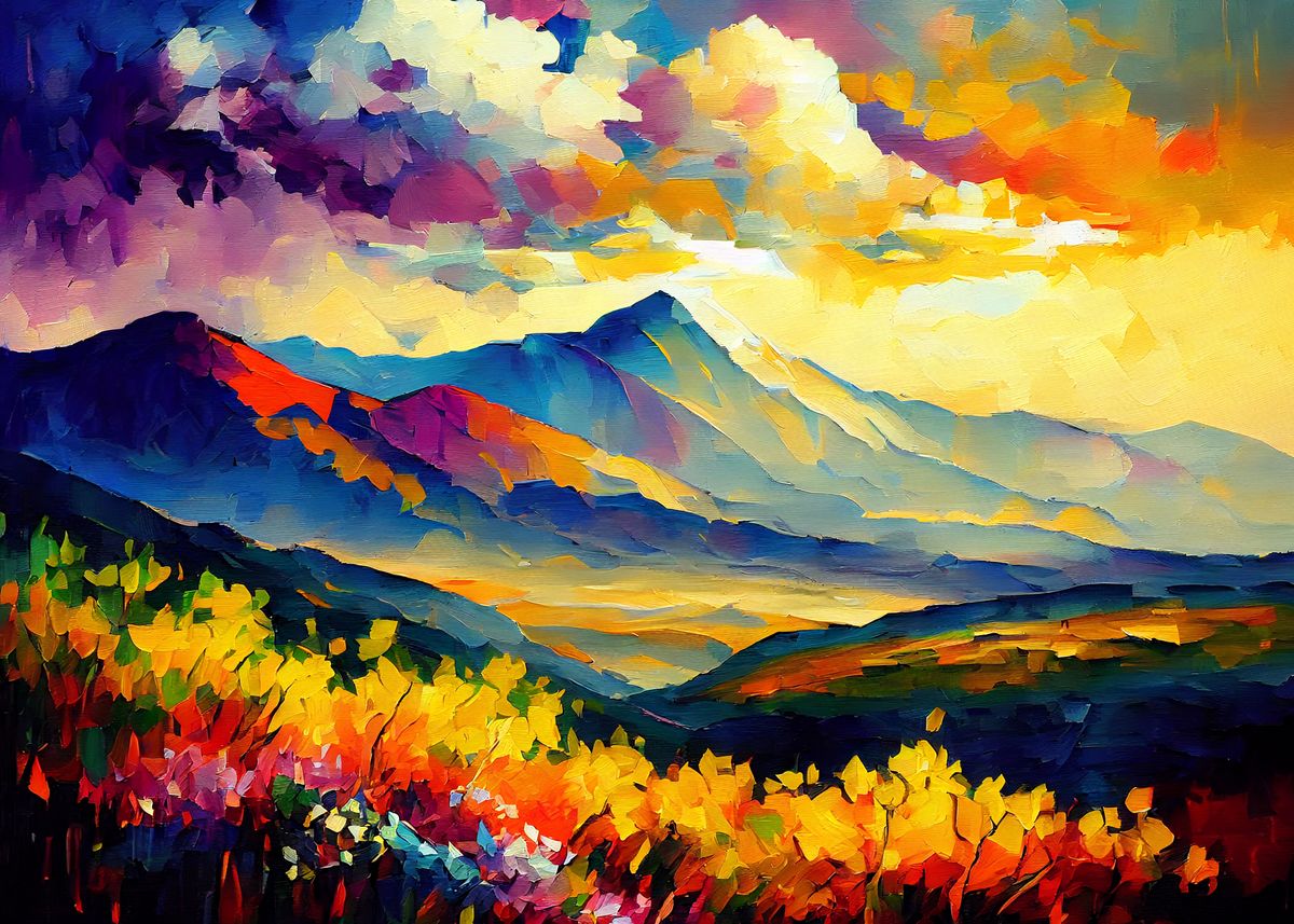 'Palette Knife Mountains 46' Poster, picture, metal print, paint by ...