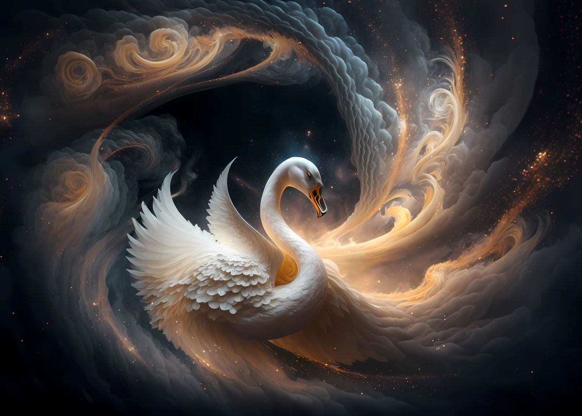 'Spirit Animal Swan' Poster, picture, metal print, paint by Jiri ...