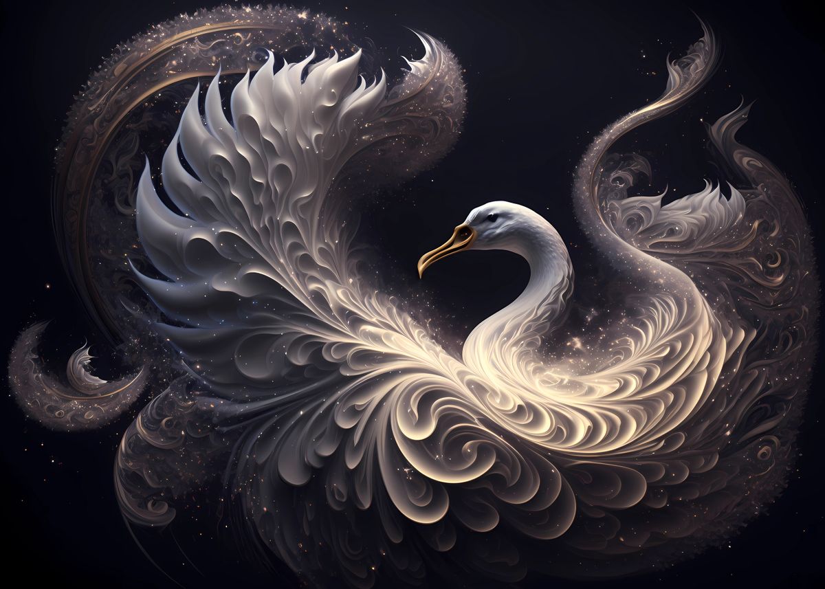 'Spirit Animal Swan' Poster, picture, metal print, paint by Jiri ...