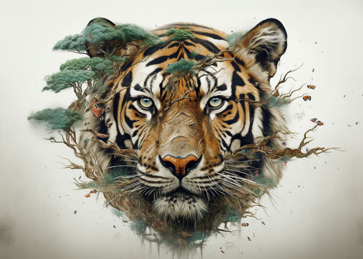 'Majestic Tiger Face Poster' Poster, picture, metal print, paint by IDD ...