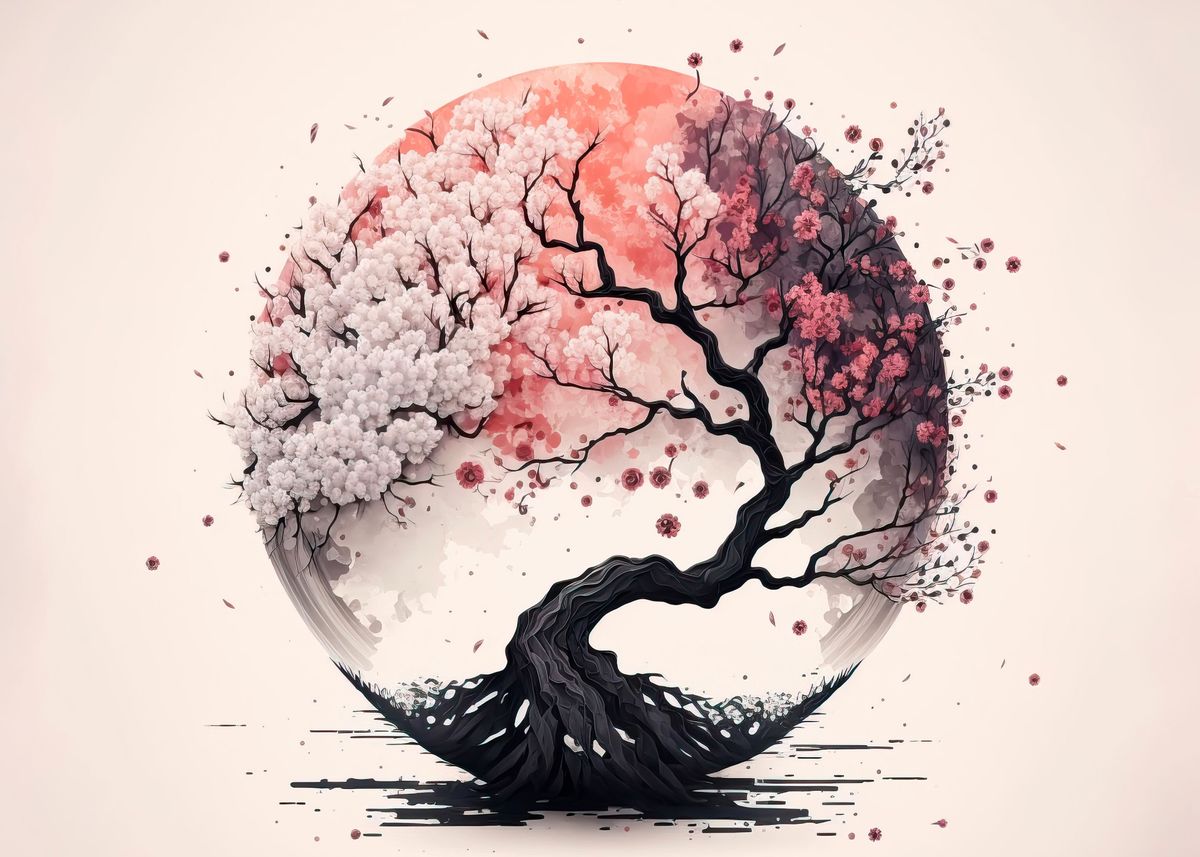 'Cherry blossom abstract' Poster, picture, metal print, paint by ...