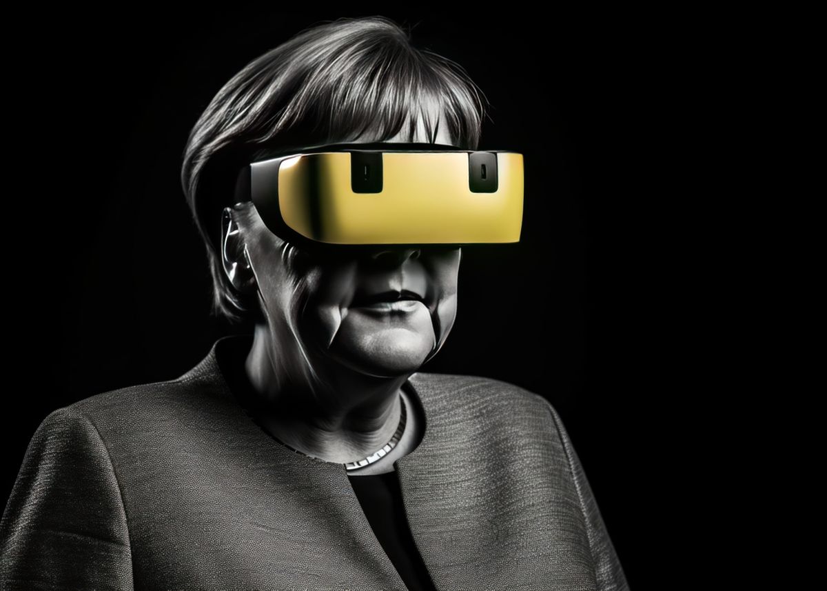 'Angela Merkel VR' Poster, picture, metal print, paint by Dr Picture ...