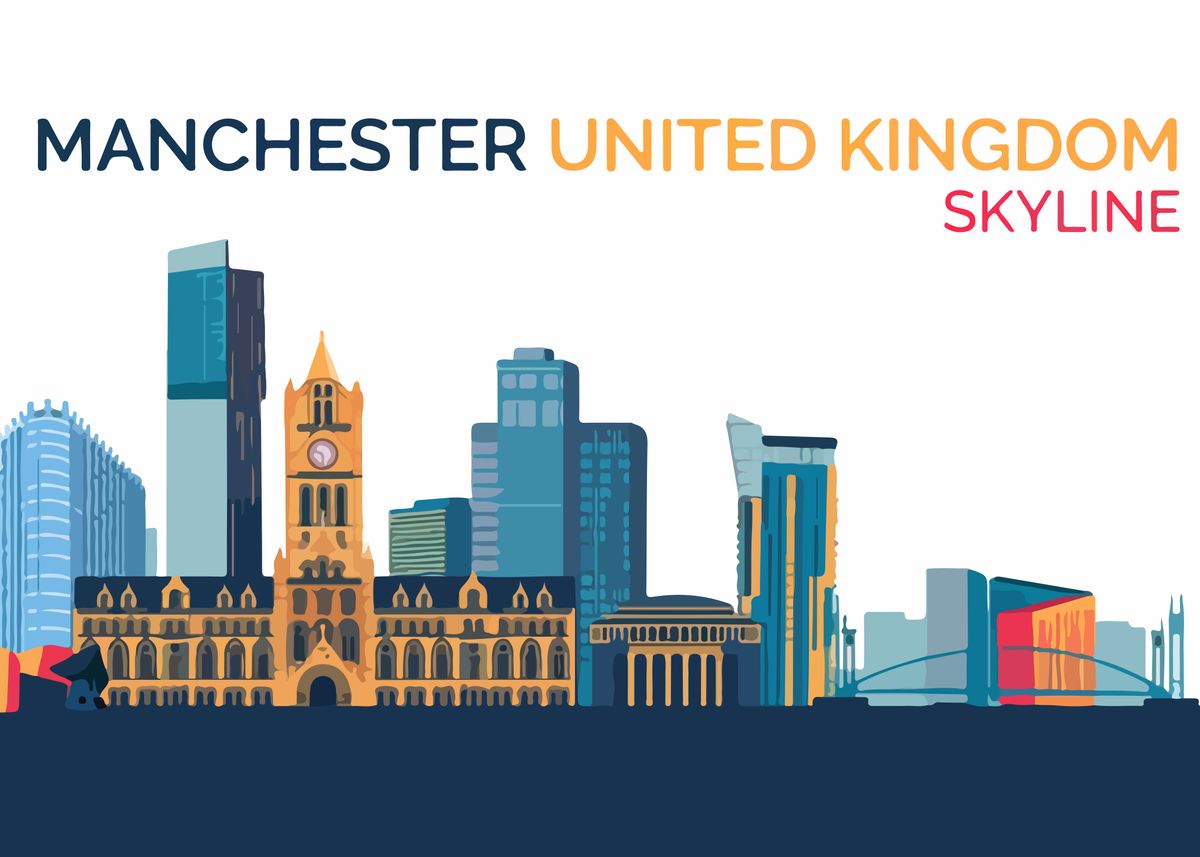 'Skyline manchester' Poster by Leonardo Djuminnic | Displate