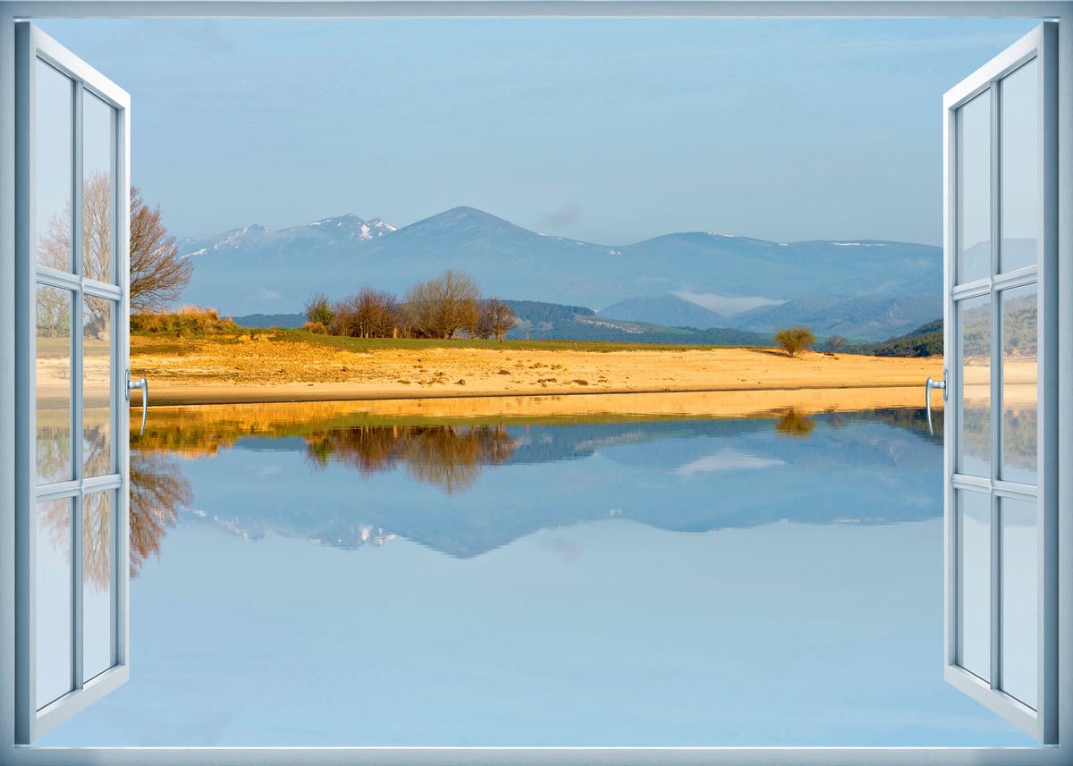 'Window view calm lake' Poster, picture, metal print, paint by Vicen ...