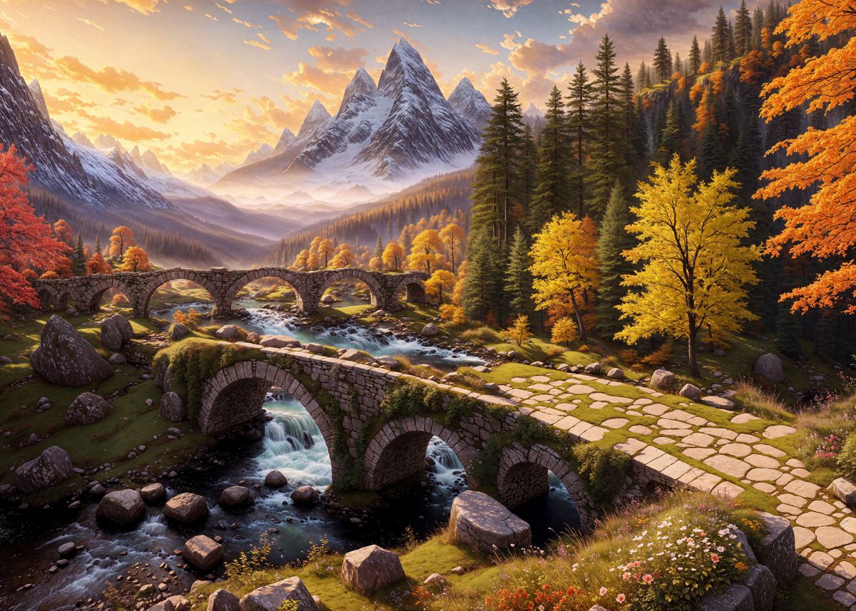 'Medieval Bridge Ruins' Poster, picture, metal print, paint by Stibo ...