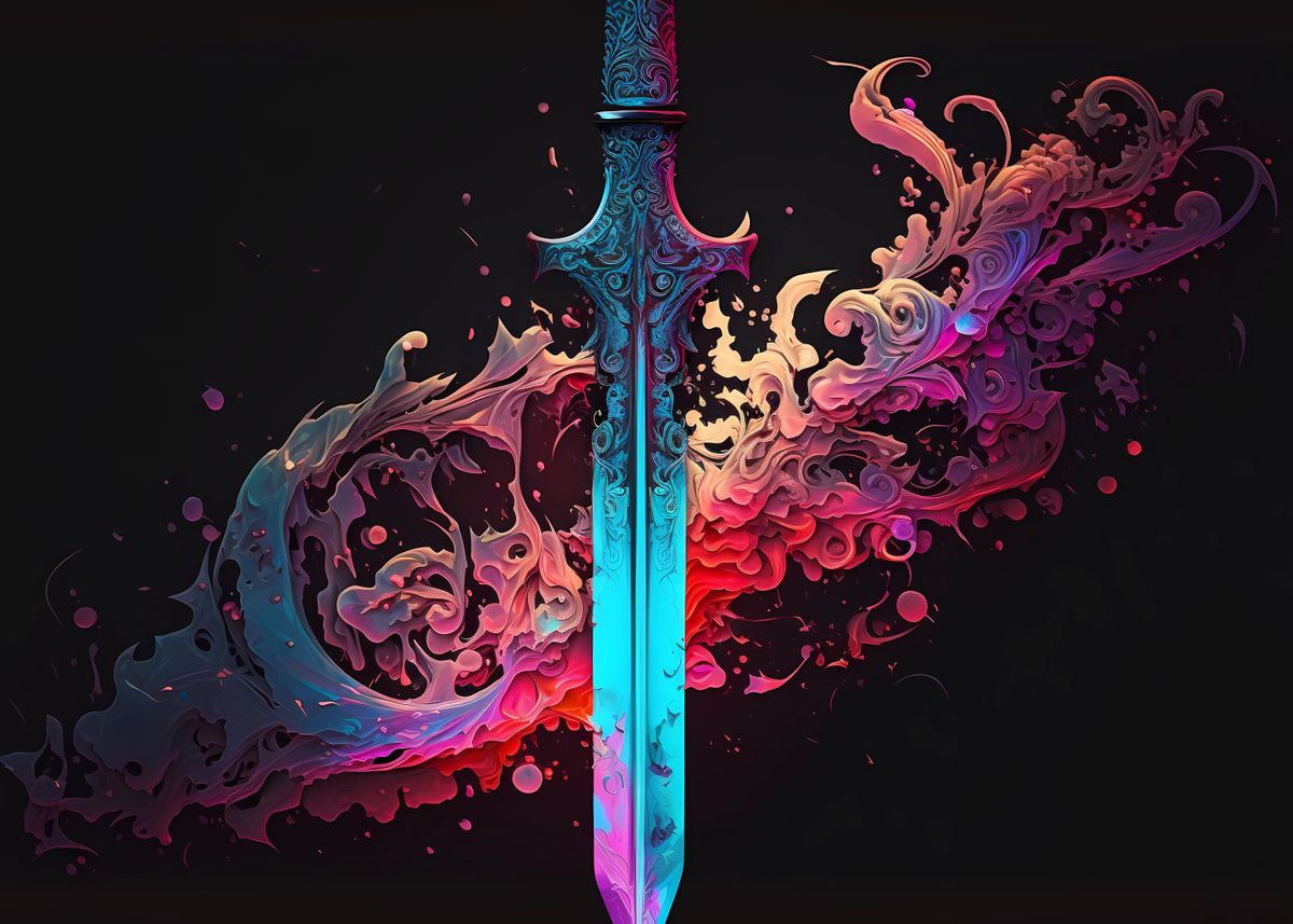 'Sword watercolor art' Poster, picture, metal print, paint by Jiri ...