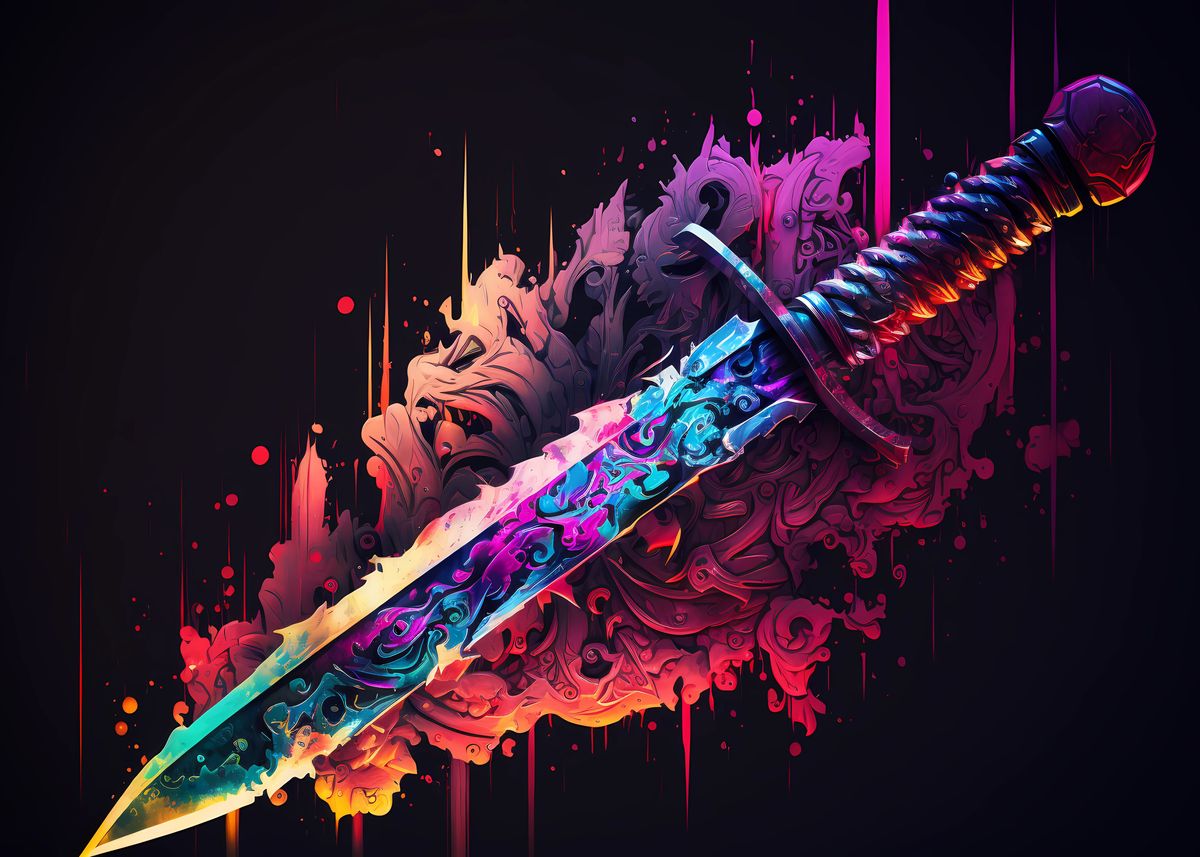 'Dagger watercolor art' Poster, picture, metal print, paint by Jiri ...