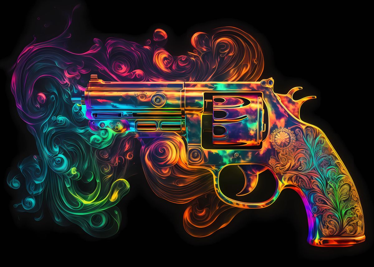 'Gun watercolor art' Poster by Jiri Hodecek | Displate