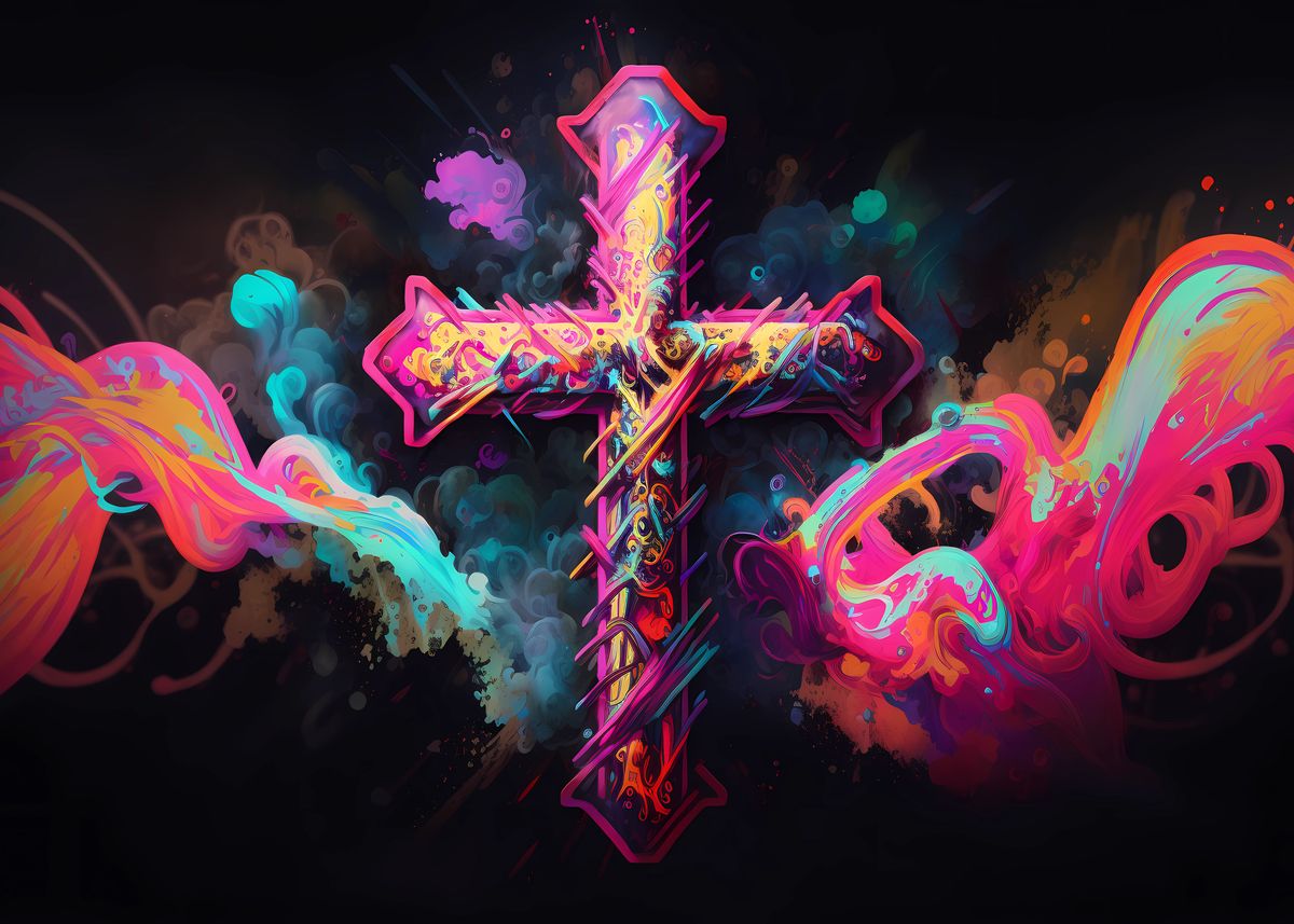 'Cross watercolor art' Poster, picture, metal print, paint by Jiri ...