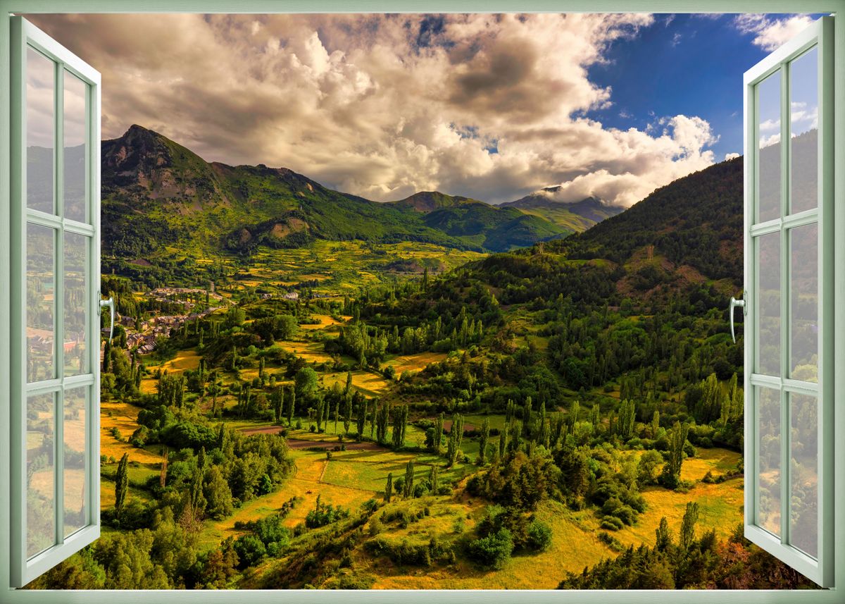 'Window view mountain' Poster by Vicen Design | Displate