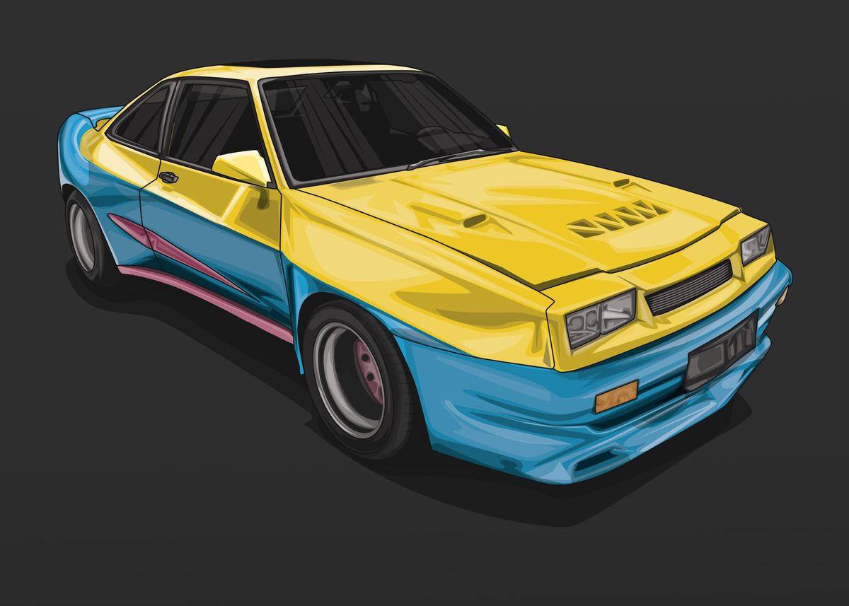 'Opel Manta B Mattig Wide' Poster, picture, metal print, paint by POWERDRAWINGS | Displate