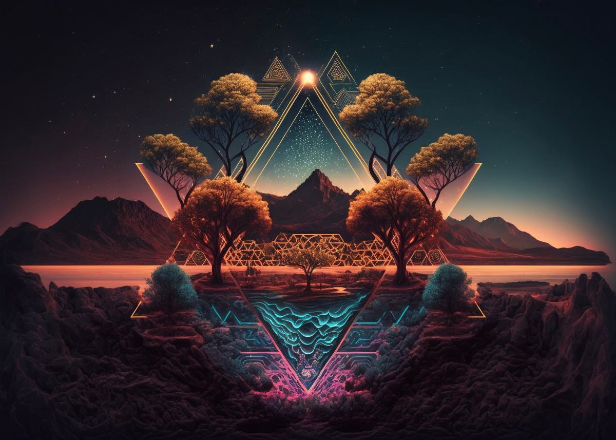 'neon 3D nature geometry ' Poster, picture, metal print, paint by Anil ...