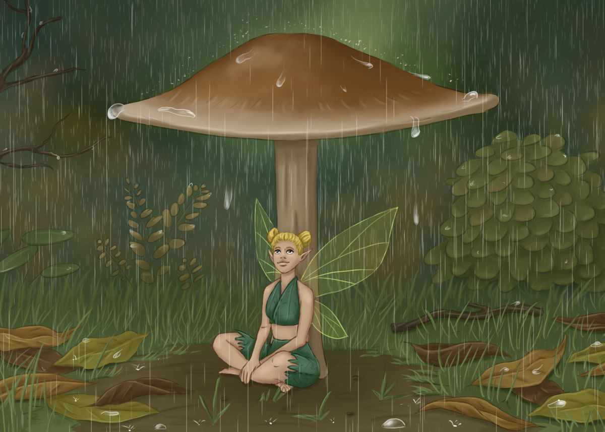 'Fairy hiding from the rain' Poster by Art is My Magic | Displate