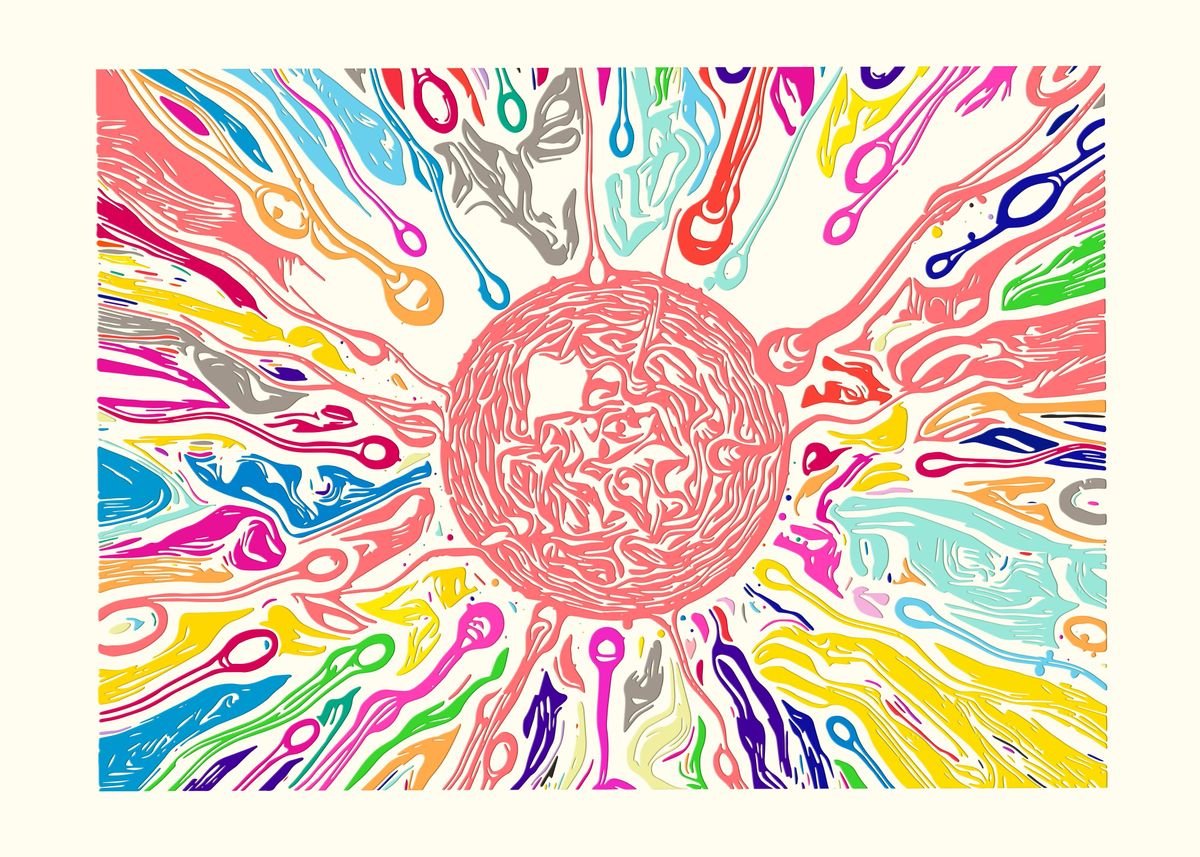 'Sperms and Egg Art' Poster, picture, metal print, paint by Dutton Jerrell | Displate