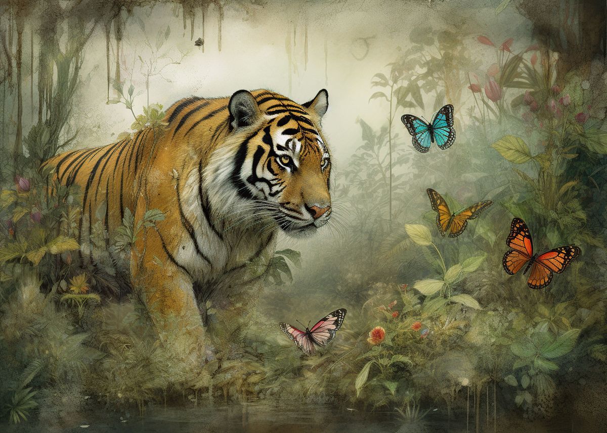 'Ferocious Beauty Tiger Art' Poster, picture, metal print, paint by ...