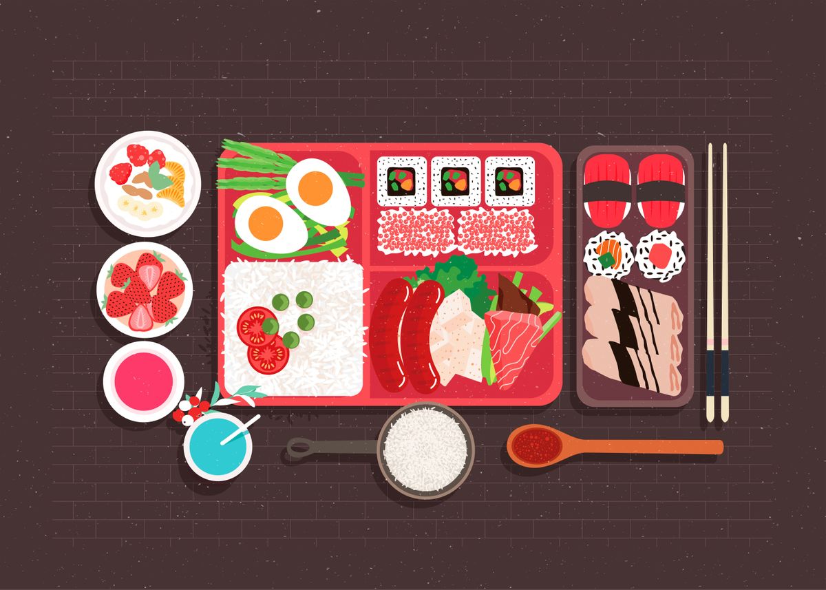 'Japanese food' Poster, picture, metal print, paint by Chisato ...