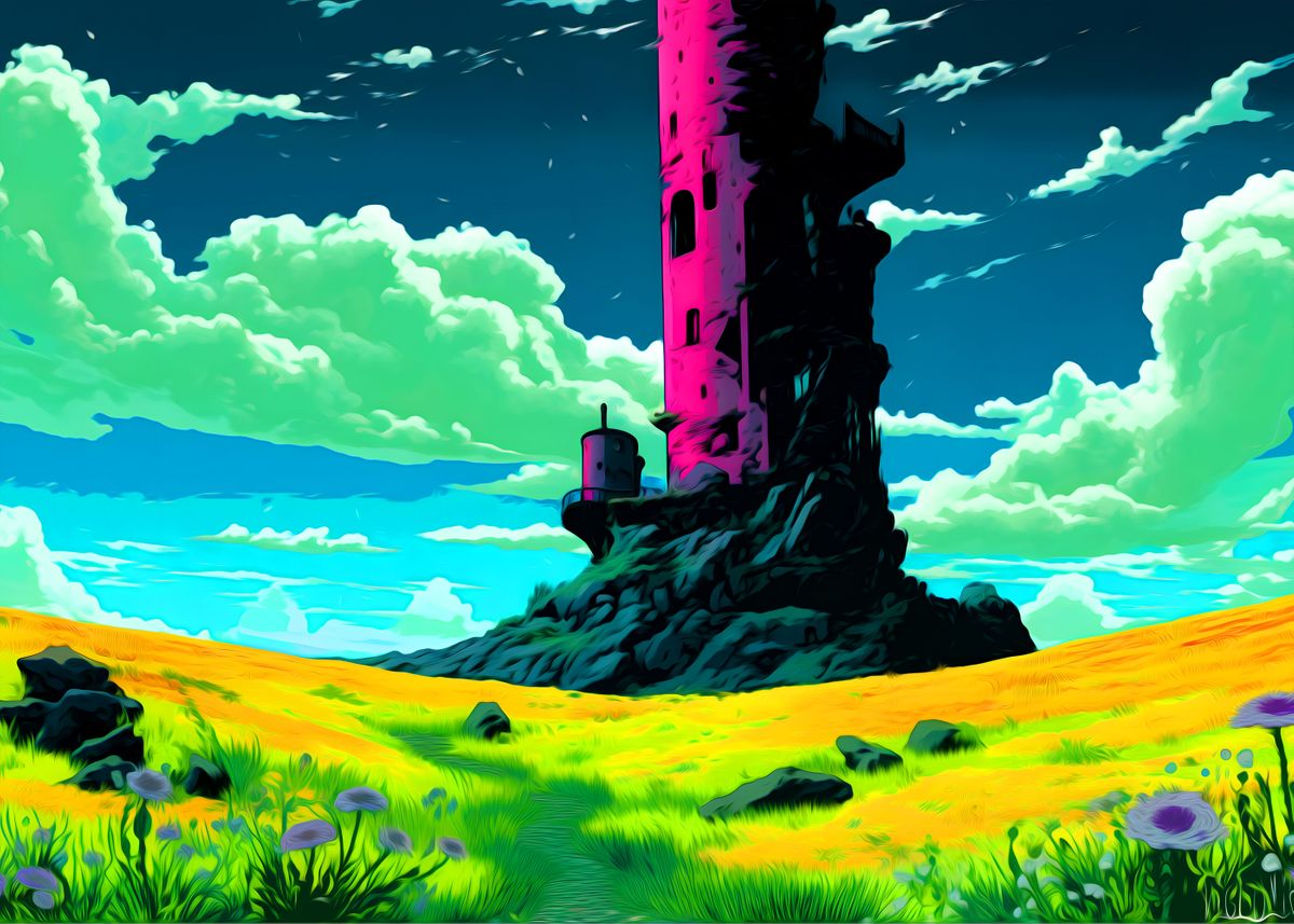 'Anime Landscape' Poster, picture, metal print, paint by Andie Liper ...