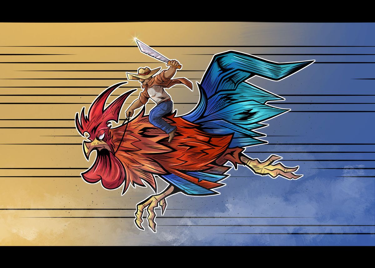 'Charging Rooster' Poster, picture, metal print, paint by Carlos ...