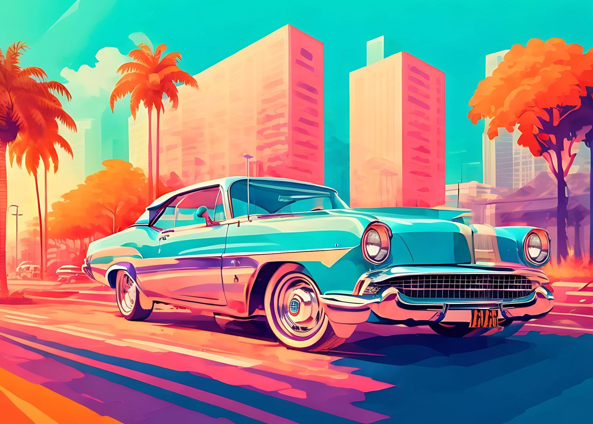 'Classic car' Poster, picture, metal print, paint by Helinton ...