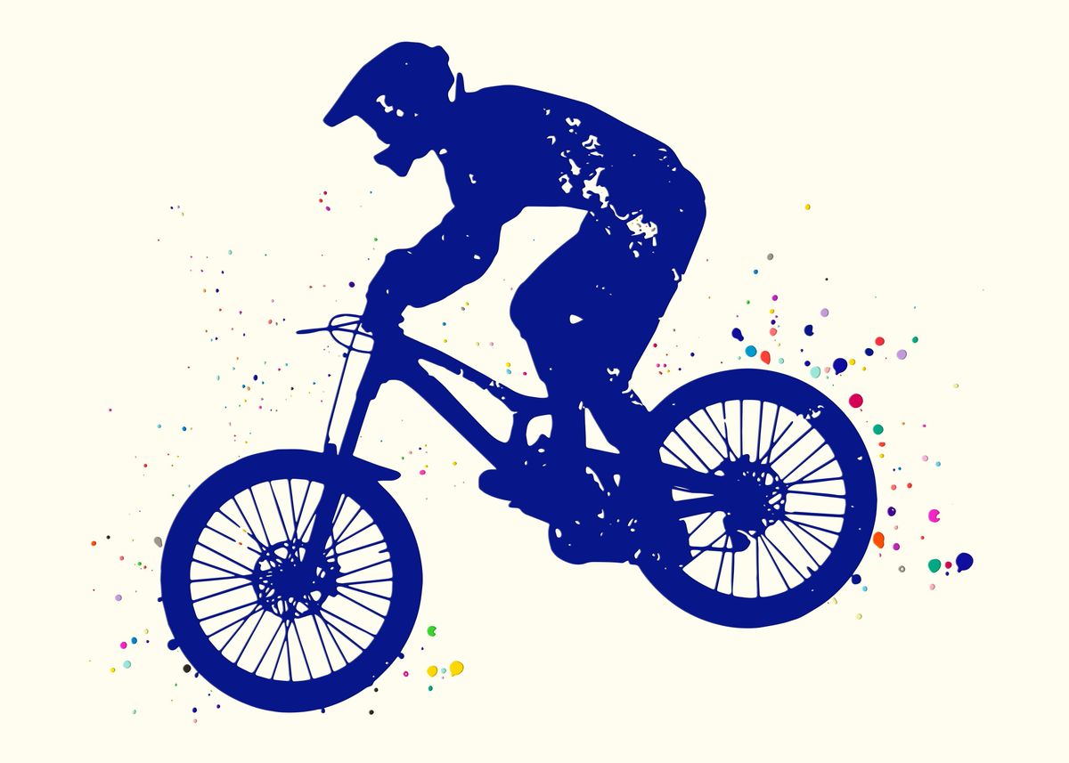 'Downhill Mountain Biking' Poster, picture, metal print, paint by Dutton Jerrell | Displate