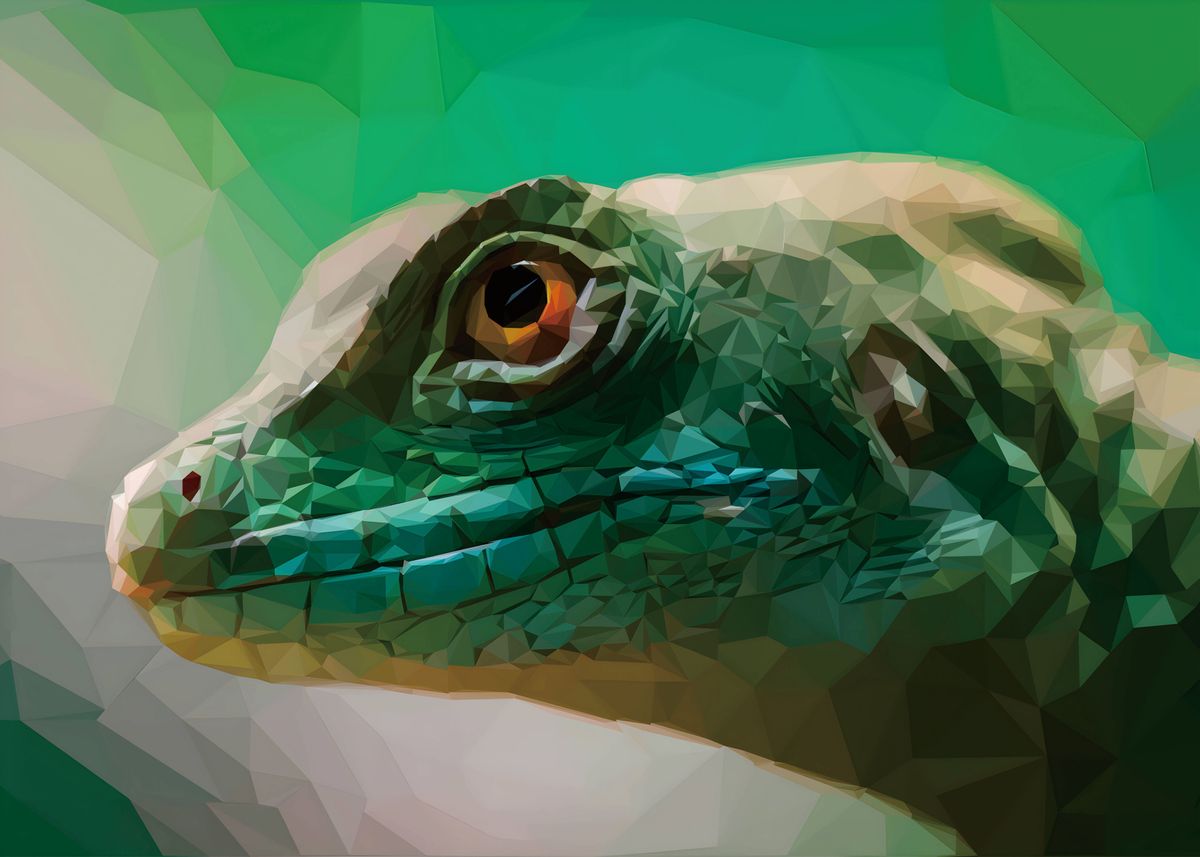 'Low Poly Lizard' Poster, picture, metal print, paint by Yudha | Displate