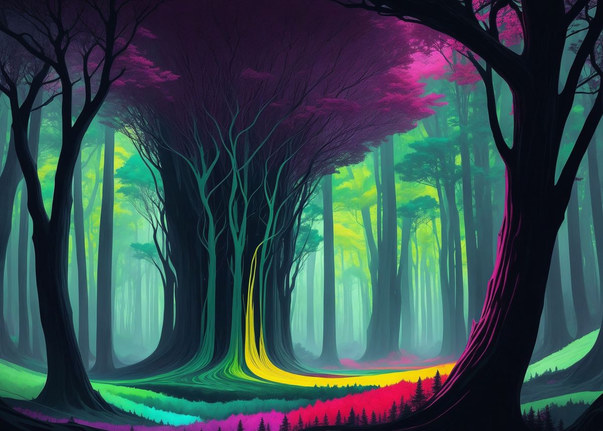 'Rainbow Forest 03 Wide' Poster, picture, metal print, paint by Yexart ...