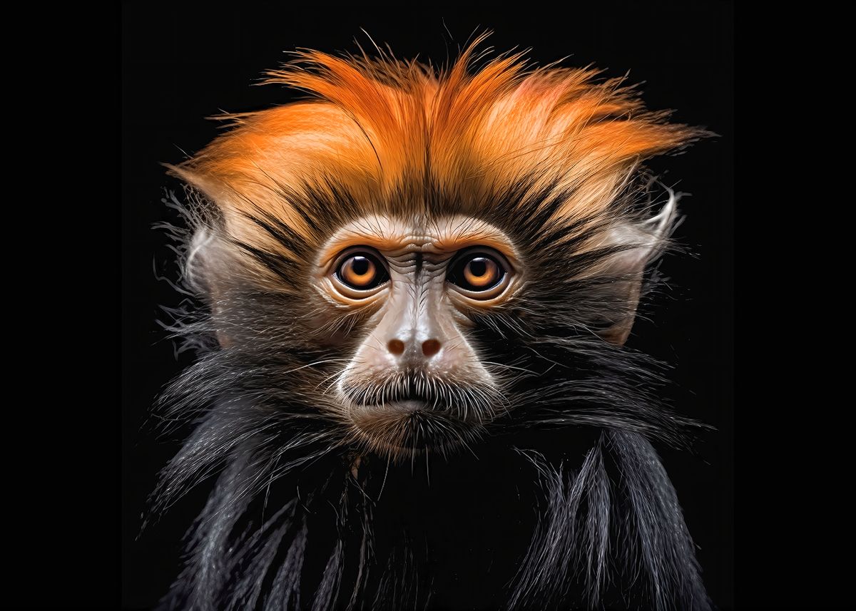 'monkey portrait' Poster, picture, metal print, paint by ...