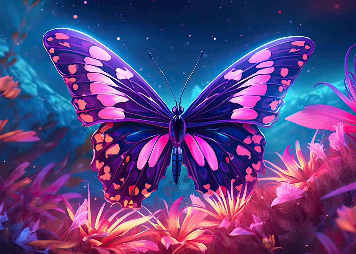 'Electric Butterfly ' Poster, picture, metal print, paint by CapWonders ...