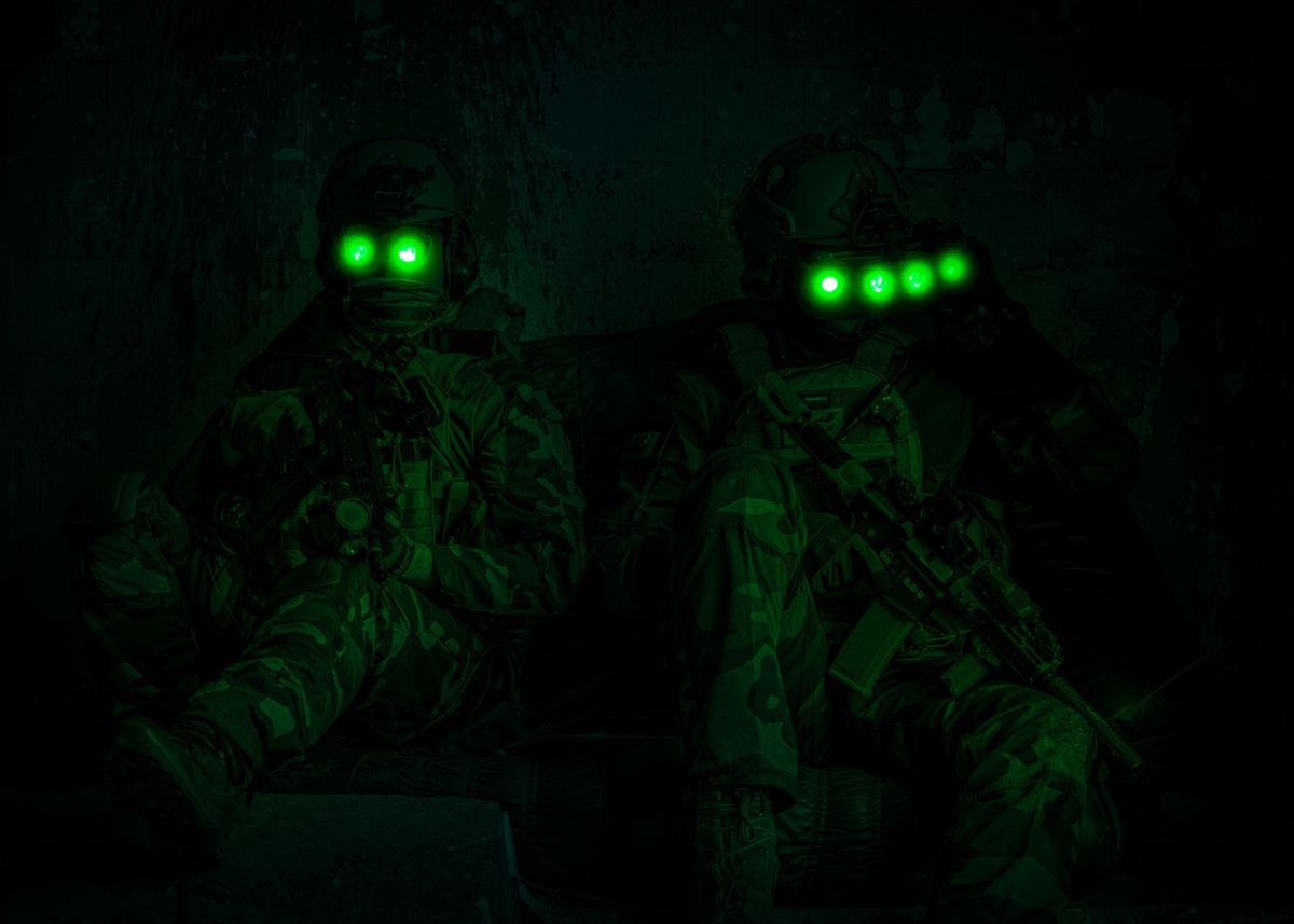 'Soldiers With Night Vision' Poster, picture, metal print, paint by ...