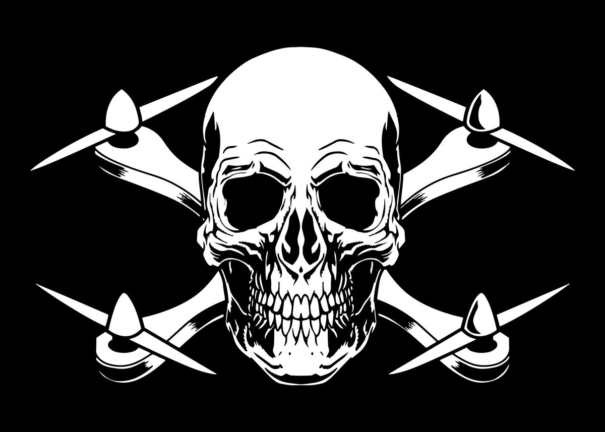 'Drone Pilot Skull' Poster, picture, metal print, paint by ...