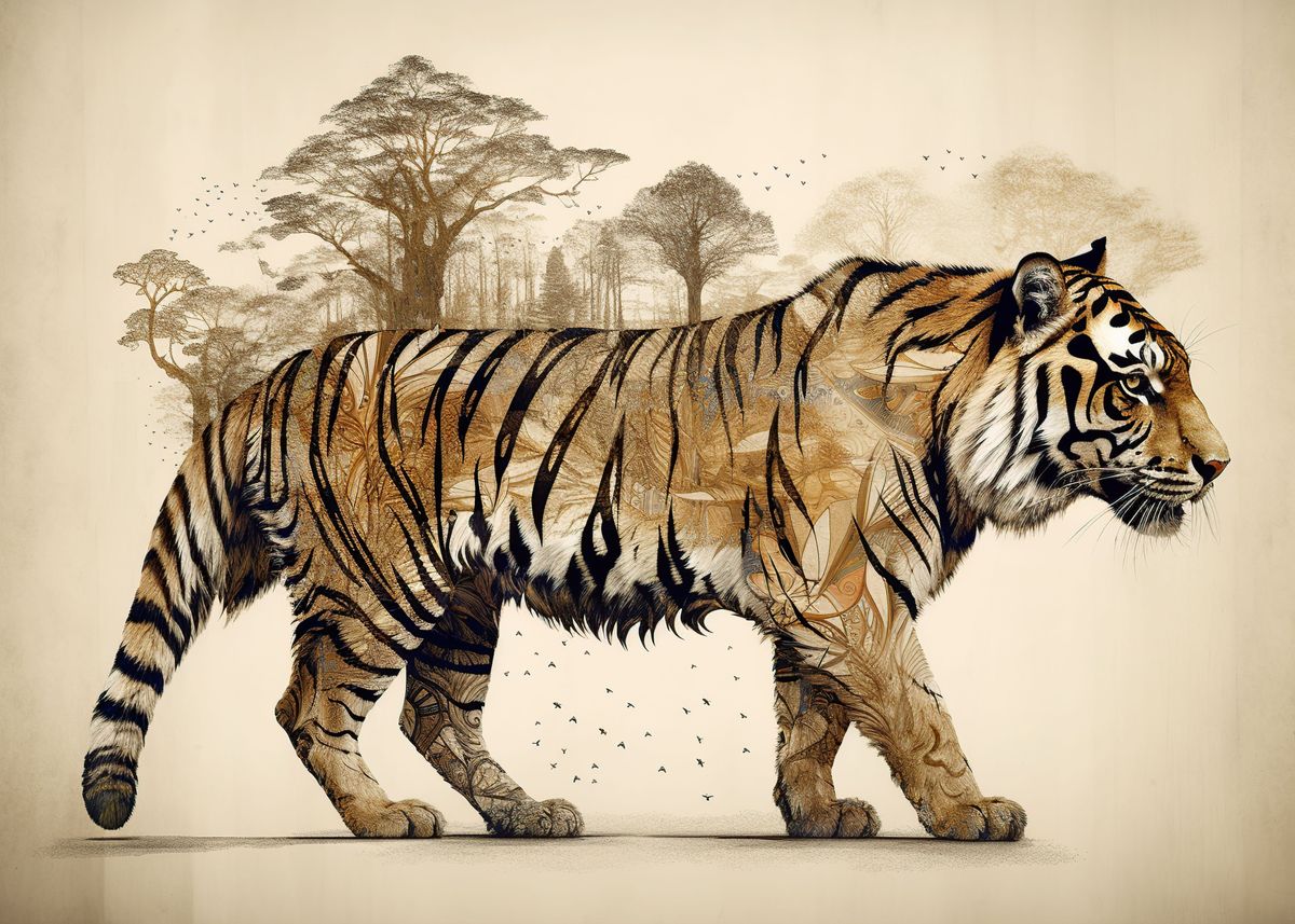 'Dynamic Tiger Display Art' Poster, picture, metal print, paint by ...