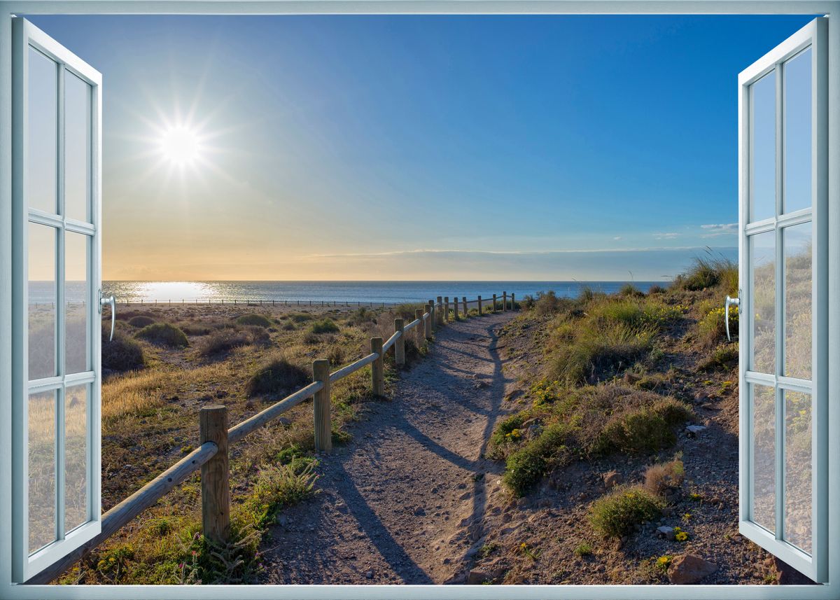 'Window view sea landscape' Poster, picture, metal print, paint by ...