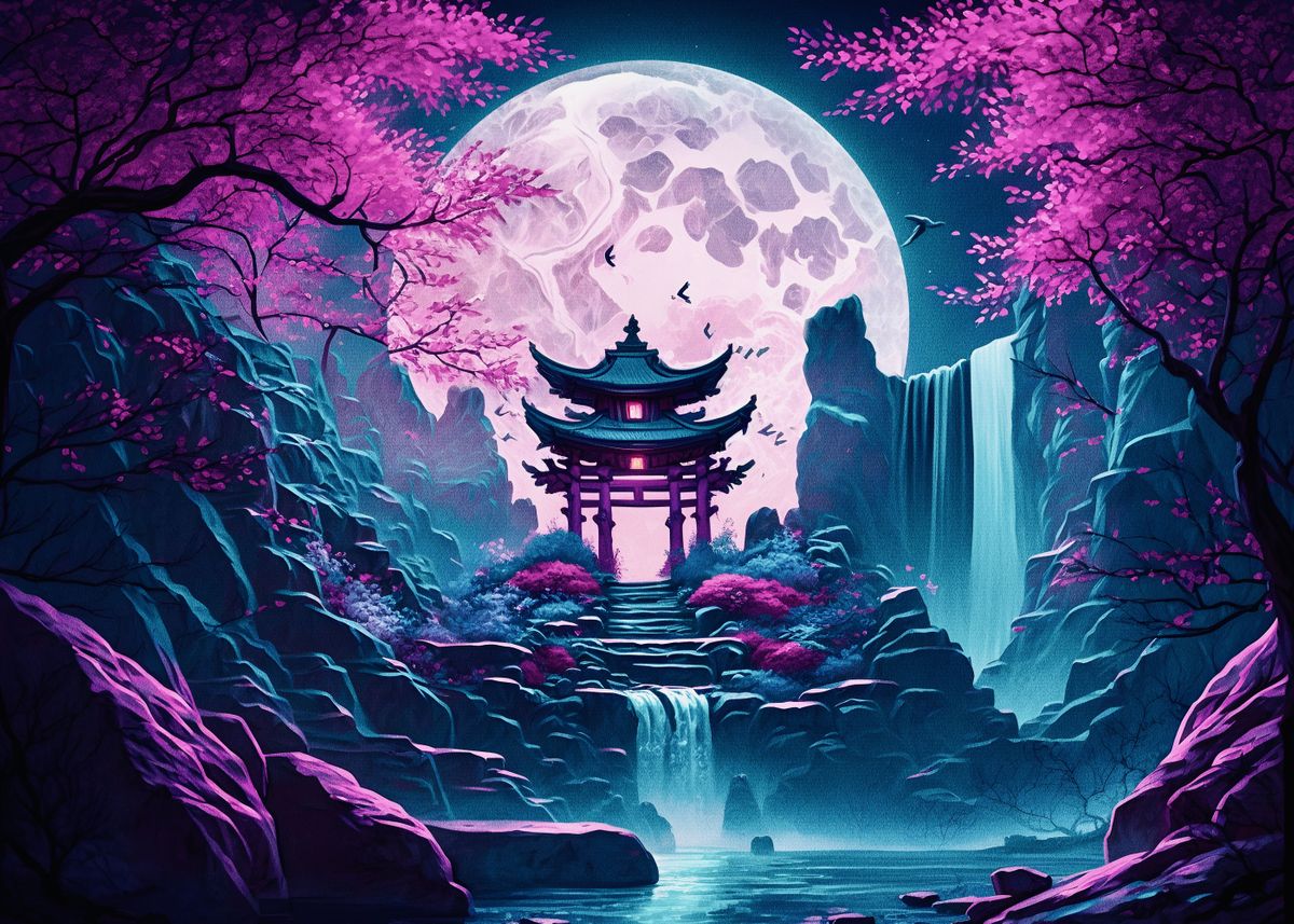 'Torii gate moonlight' Poster by Elz art | Displate