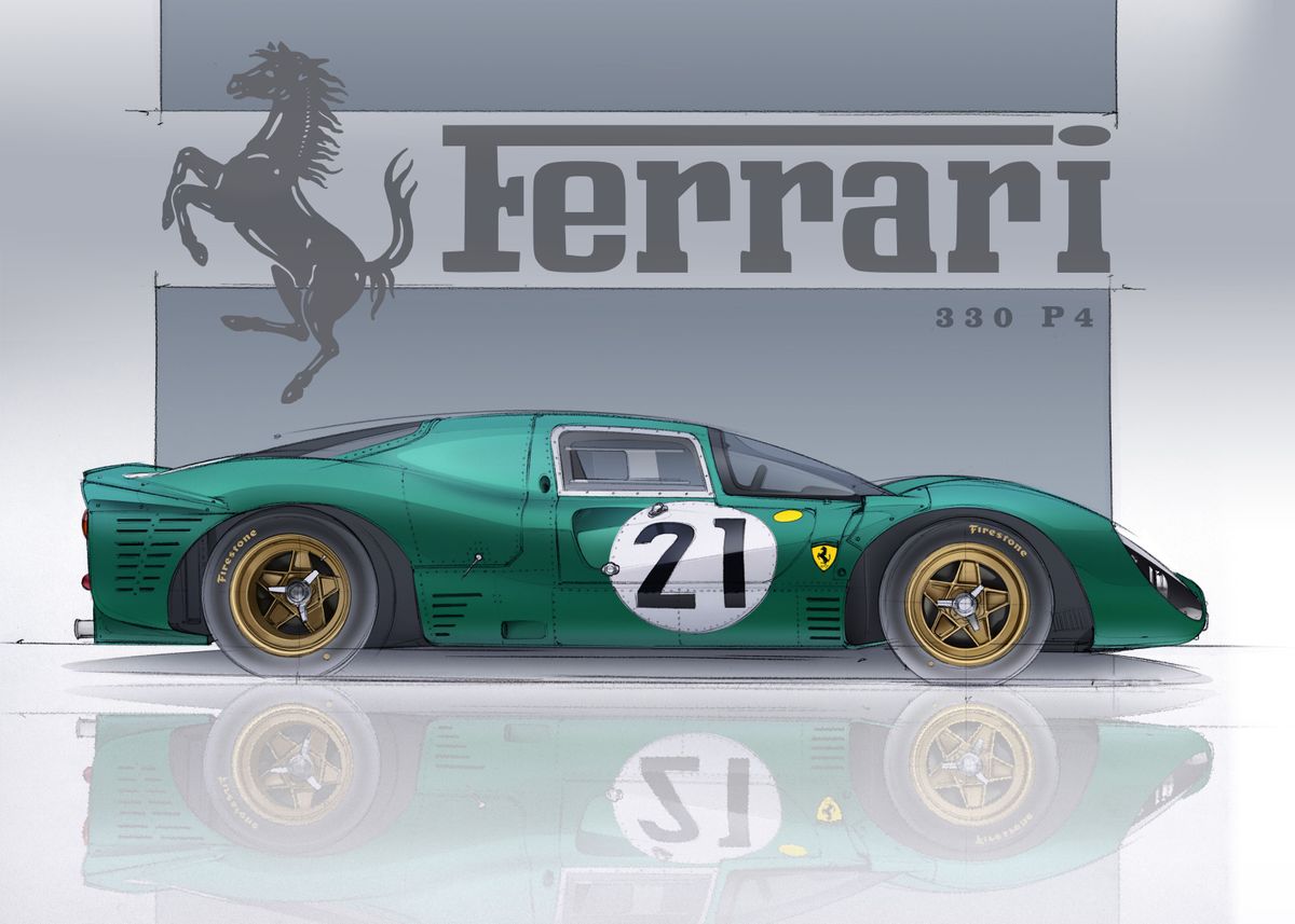 'FERRARI 330 P4 RACE CAR' Poster, picture, metal print, paint by Flux ...