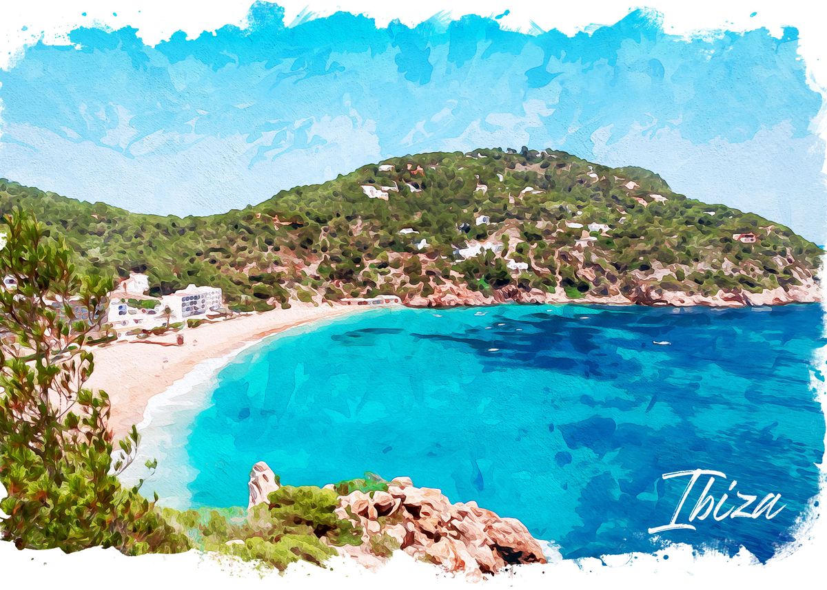 'ibiza Island Spain painted' Poster, picture, metal print, paint by Max ...