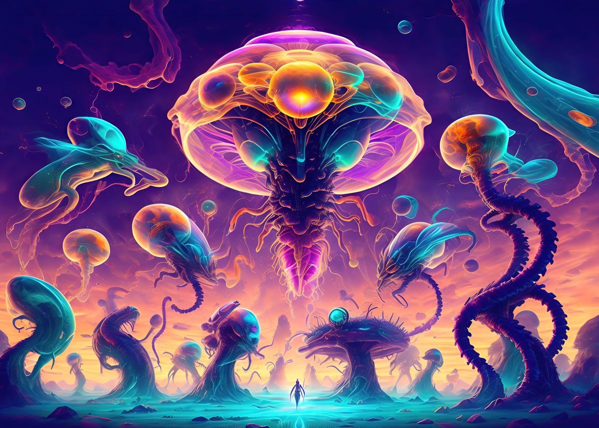 'Alien Fiesta ' Poster by Roberto Gonzalez | Displate