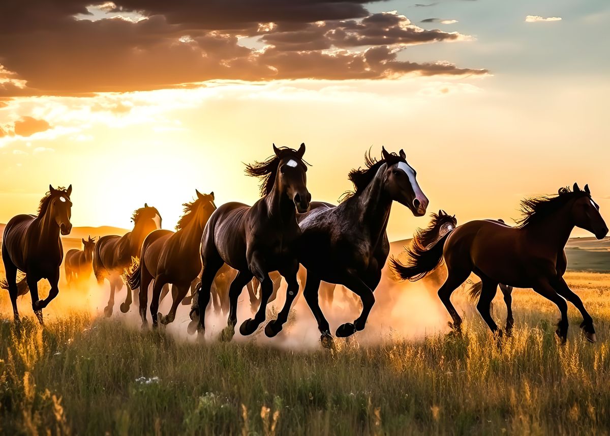 'horses running' Poster by Raheel Hollis | Displate