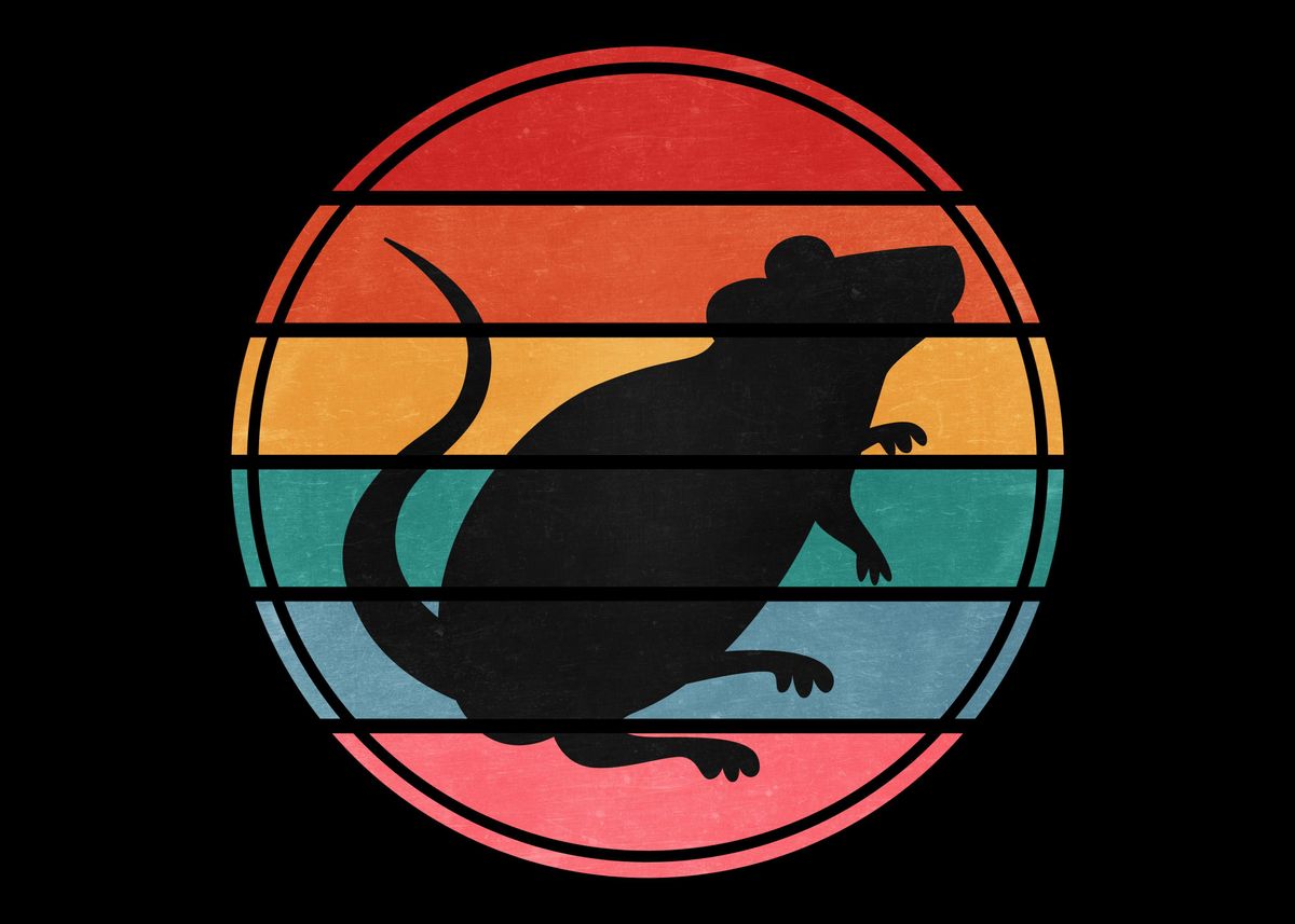 'Gerbil Retro' Poster, picture, metal print, paint by Hexor | Displate