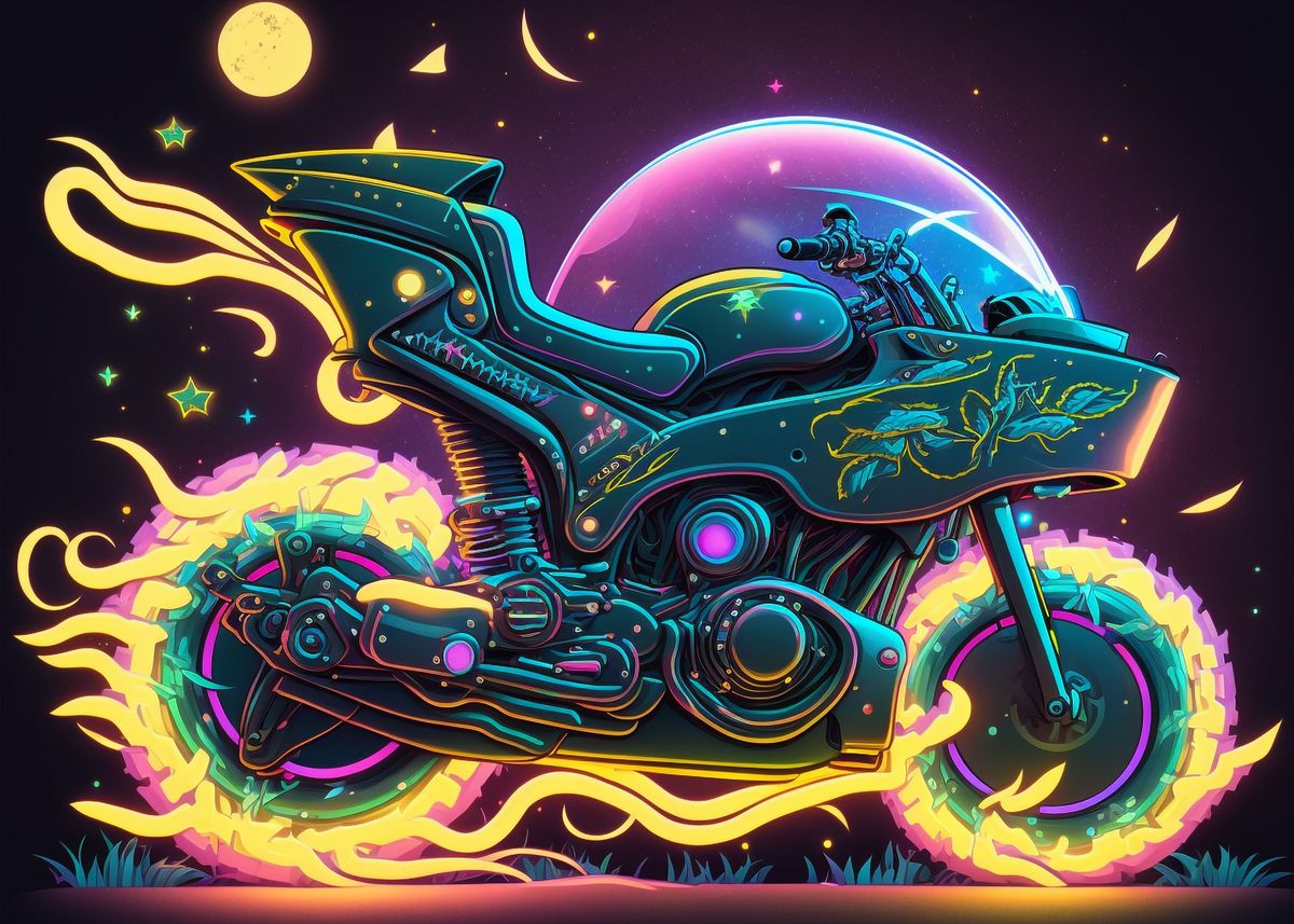 'Fires Bike' Poster, picture, metal print, paint by Blackman Studio ...