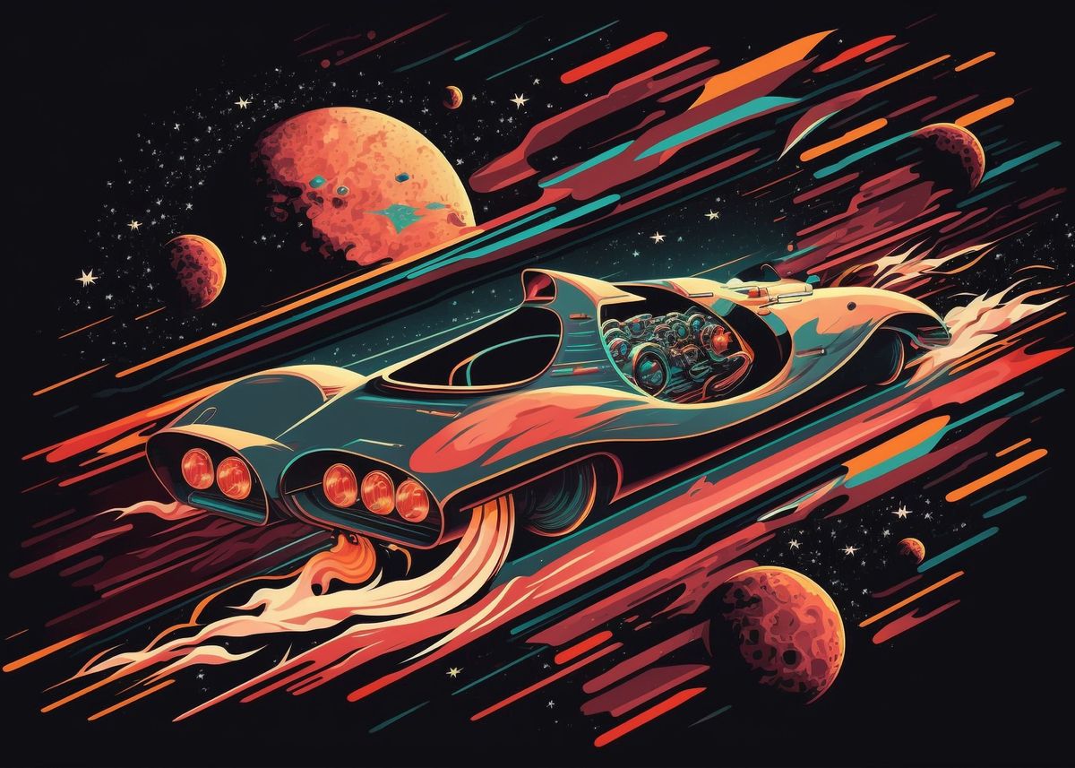 'Galaxy car' Poster, picture, metal print, paint by Abu Abu | Displate