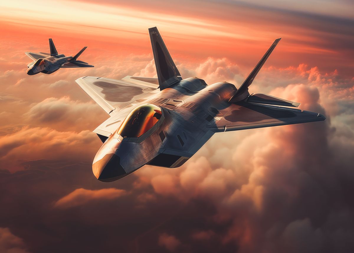 'Lockheed Martin F22 Jets' Poster, picture, metal print, paint by Juhani Vanhatapio | Displate