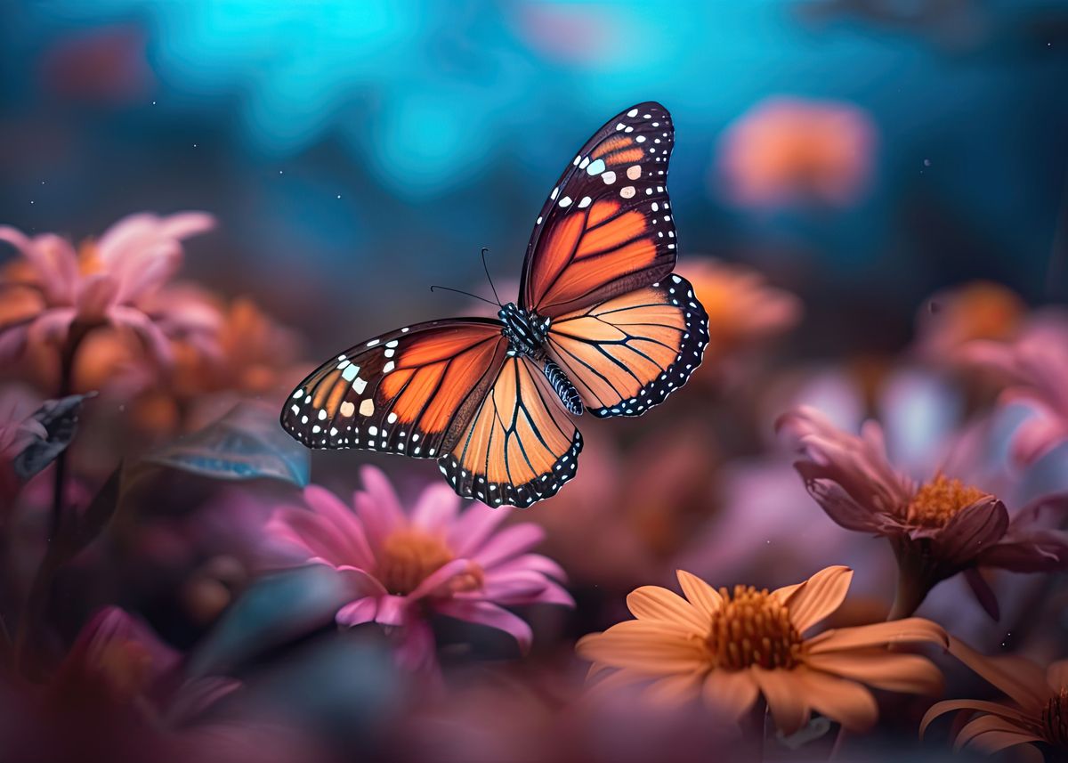 'Beautiful Flower Butterfly' Poster, picture, metal print, paint by ...