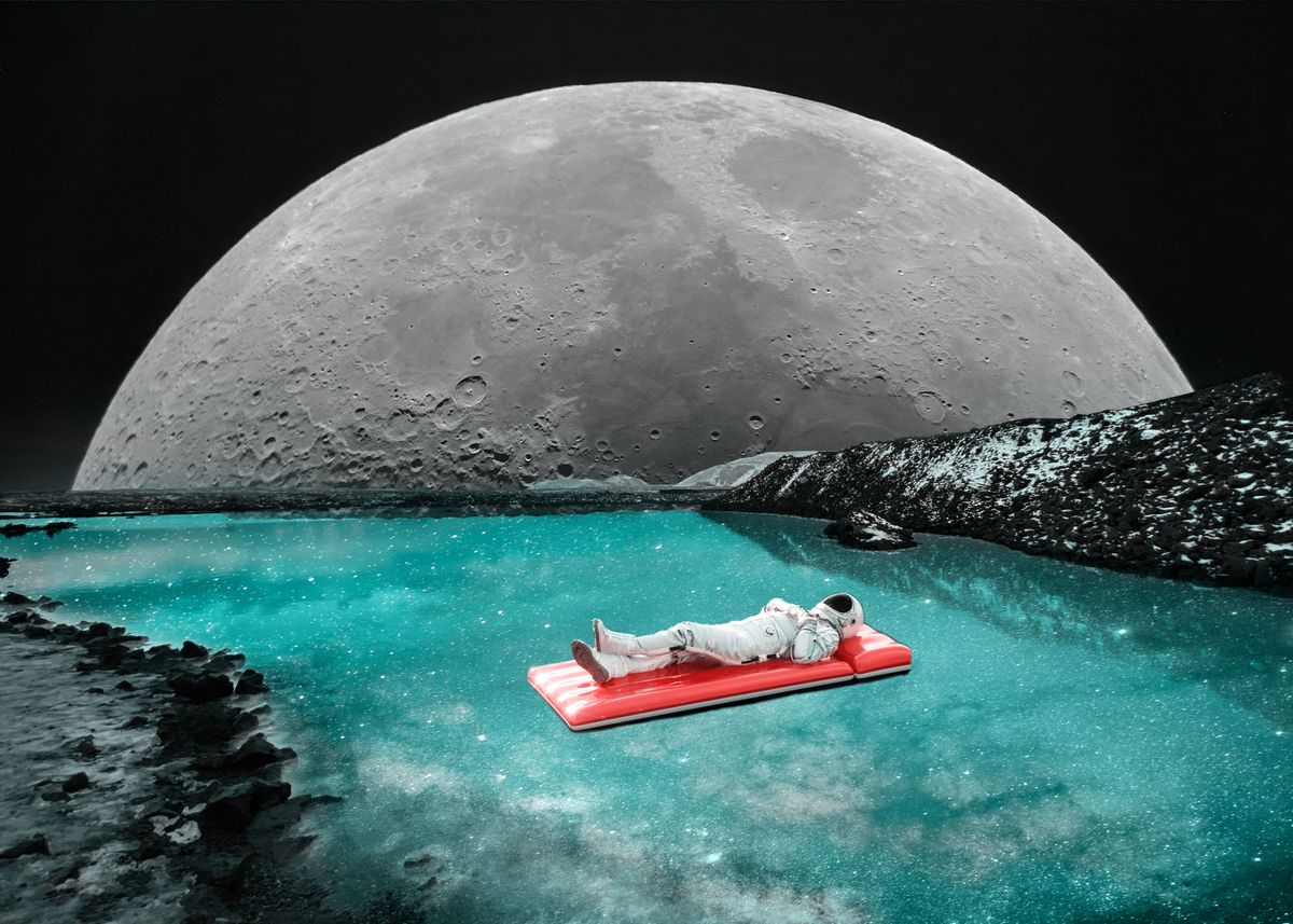 'Astronaut Space Lounging' Poster, picture, metal print, paint by mcmtdesigns | Displate